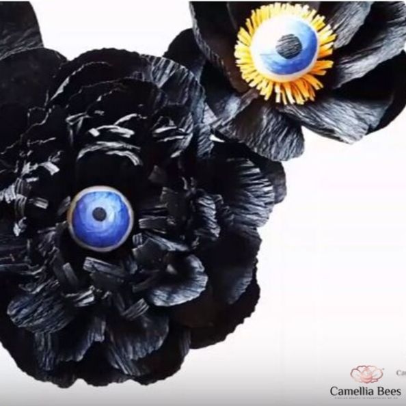 How to make Eyeball paper flowers for Halloween